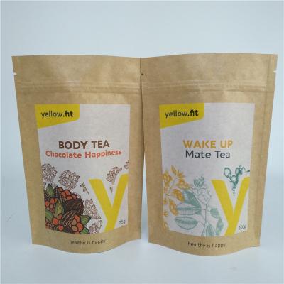 China Aqueça - o suporte de empacotamento de selagem do saco do pó do chá do leite acima dos sacos do alimento do papel de embalagem do malote do reforço com zíper Resealable à venda