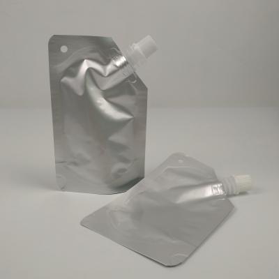 China Plain Silver Aluminum Foil Juice Beverage Spout Pouch Packaging 100ml 150ml for sale