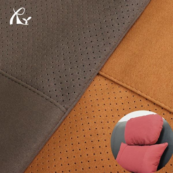 Quality Imitation Punched Suede Microfiber Pu Leather for Shoes Cars Pillow Sofas Perforated Synthetic Leather Material for sale