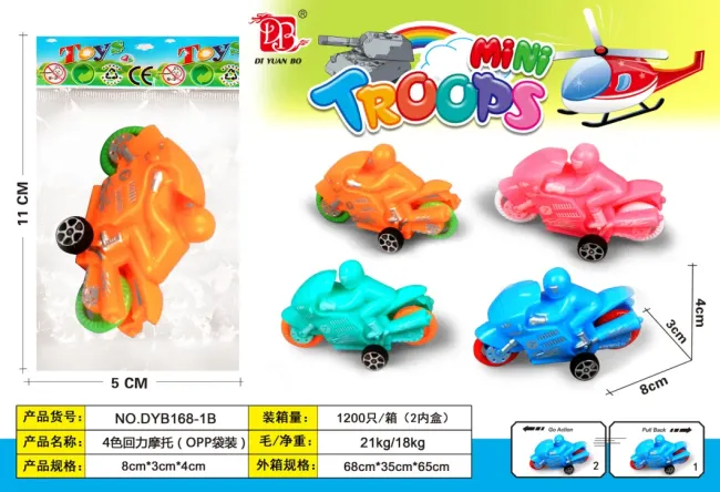 Friction Return Motorcycle Small Toy Car Four Small Plastic Motorcycle Small Boy OPP Packaging Material Safety Inertia Car
