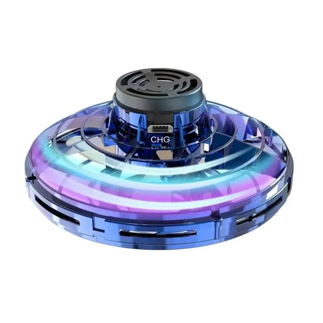 2023 New LED Hand Operated Mini UFO Drones Spinning Top Rotate Fidget Flying Spinner for Kids
