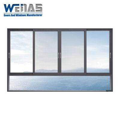 China Aluminum Frame Sliding Windows Thermal Insulation System Hidden Tracks With Stainless Steel Screen for sale