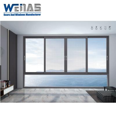 China Aluminum Frame Sliding Windows Thermal Insulation System Hidden Tracks With Stainless Steel Screen for sale