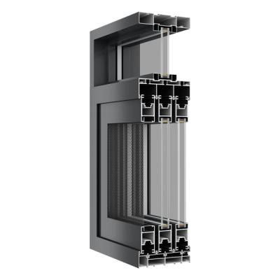 China Regular Design Double Glazed Aluminum Sliding Sash Windows With Screen Mesh for sale