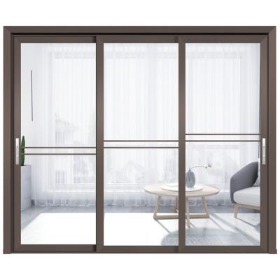 China Thermal Break Aluminium Sliding Doors Internal Three Tracks With Anti mosquito Screen for sale