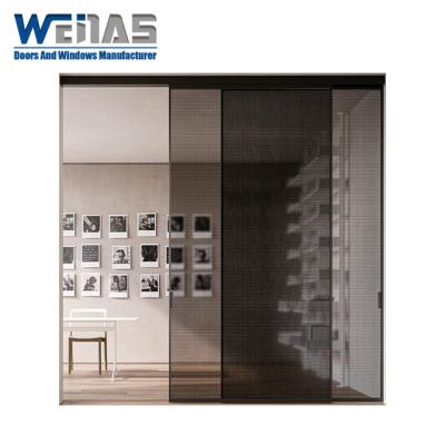 China Top Rail Narrow Frame Room Partition Sliding Doors Soundproof And Heat Insulating for sale