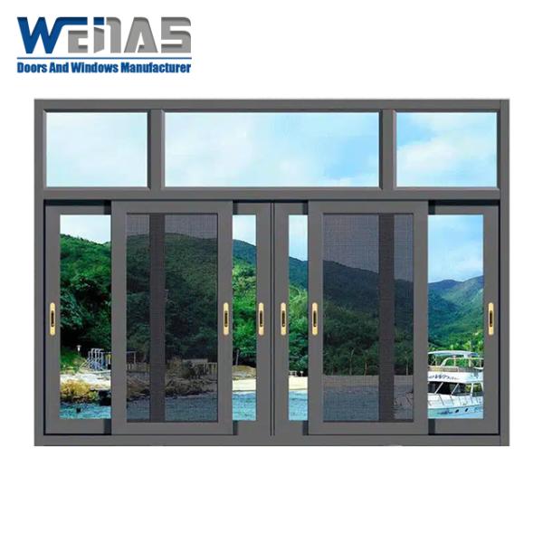 Quality Thermal Break Exteriors Aluminium Sliding Windows 2-3 Tracks With Stainless Steel Screen Mesh for sale