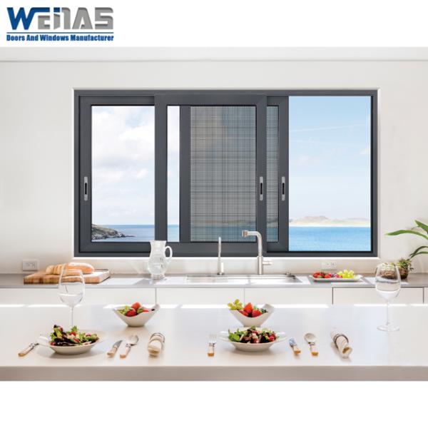 Quality Noise Free Tracks Inexpensive Aluminium Sliding Windows With Stainless Steel Mesh for sale