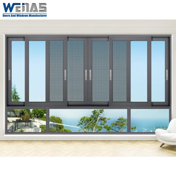 Quality Silent Glide Hidden Track Aluminium Sliding Window For Balcony With Fly Screen for sale