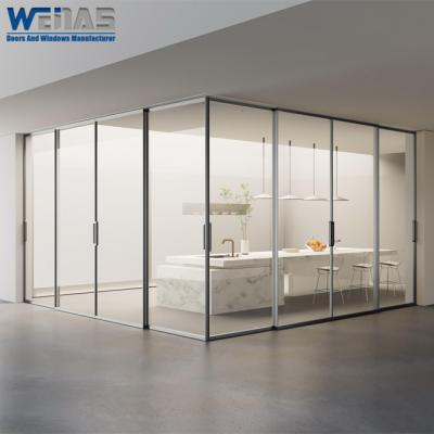 China Large Visual Area Aluminium Single Glass Interior Sliding Partition Door for sale
