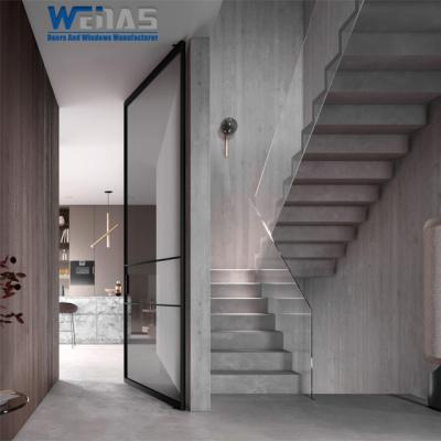 China Minimalist Structure Decorative Modern Aluminium Pivot Doors Interior Swing Open Mode for sale