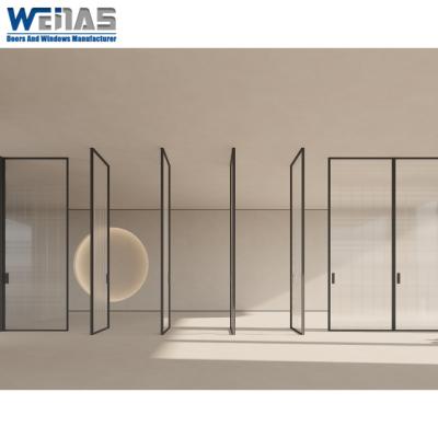 China Energy Efficient Insulated Aluminium Pivot Doors Ultra Slim 6mm Profile Thickness for sale