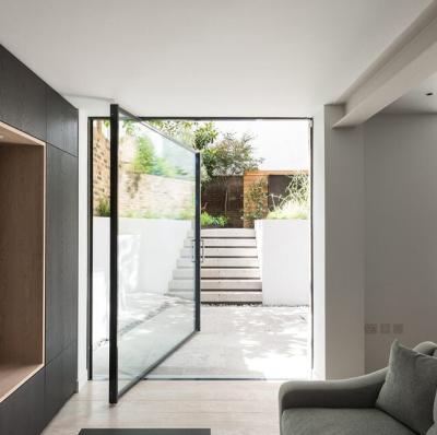 China Heavy Duty Double Glass Security Aluminium Glass Pivot Door for sale