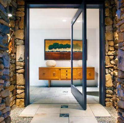 China Simple Style Big Panel Tempered Glass Aluminium Modern Entry Front Pivot Doors for sale