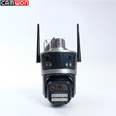 China ICSEE 4K PTZ Security Camera Triple Lens Wide Angle Night Vision Outdoor Camera 9MP for sale