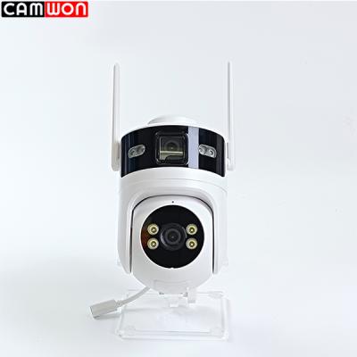 China 4MP WIFI Dual Lens Outdoor Wireless Human Detection Two Way Audio Security Cctv Camera for sale