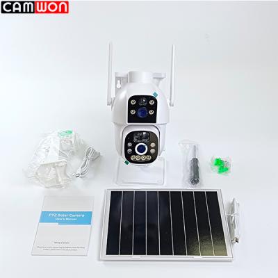 China Dual Lens 4G Solar Camera Motion Detection Outdoor Solar Panel Camera 3MP for sale