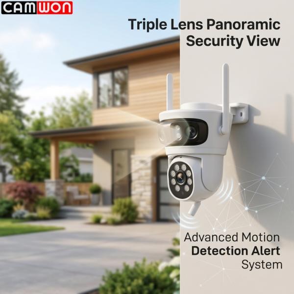 Quality 5V 3 Lens Security Camera OEM ODM WiFi IP PTZ Camera Tuya Alarm System for sale