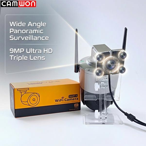 Quality 9MP 3 Lens CCTV Camera 8x Zoom Waterproof Security Camera With A Wide Viewing Range for sale