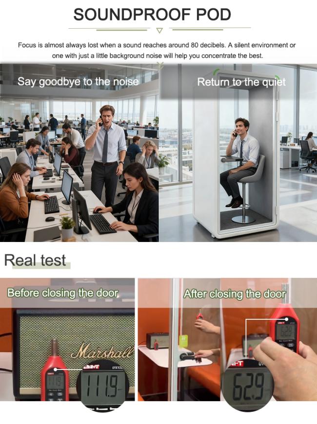 Portable Acoustic Office Pod interior view