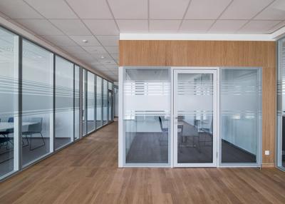 China 108mm Framed 5+5mm Double Glass Partition Wall Pre-assemble Easy Install Heightening Solid Panel + Glass for sale
