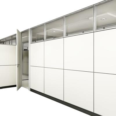 China Half Glass Wall Partition Top Wooden Bottom Office Wall Partition for sale