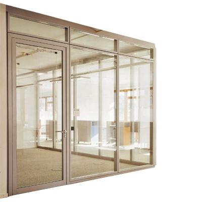 China Interior Glass Wall System Room Divider Aluminium Partition Wall with Built-in Door for sale