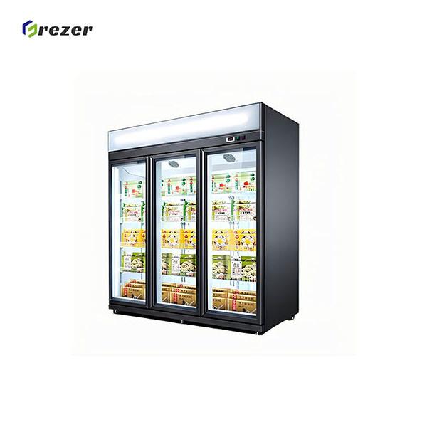 Quality Stainless Steel Stand Up Display Fridge R290 Supermarket Display Chiller for sale