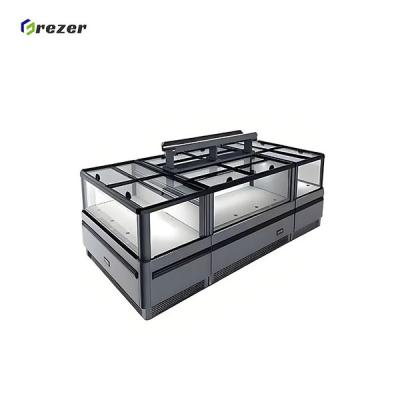 China Island Fish Display Freezer Supermarket Glass Door Display Coolers Combined for sale