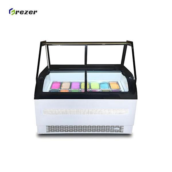 Quality 8 Pans / 12 Pans Ice Cream Display Freezer Customized Ice Cream Display Counters for sale