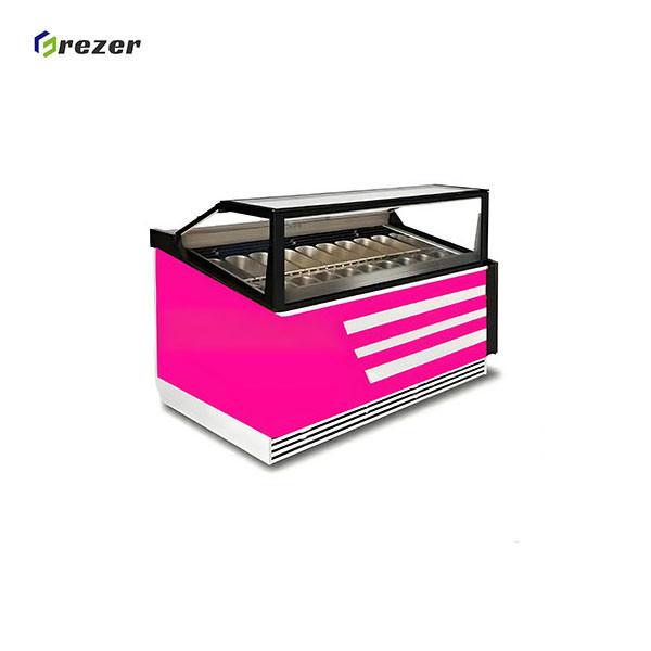 Quality Eco Friendly Ice Cream Display Freezer Easy Cleaning Gelato Dipping Cabinet for sale
