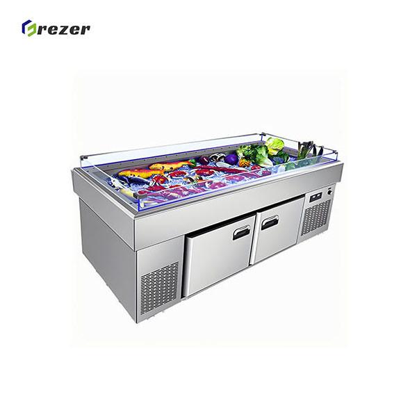 Quality Stainless Steel Fish Display Freezer Combined Refrigerated Counter Display for sale