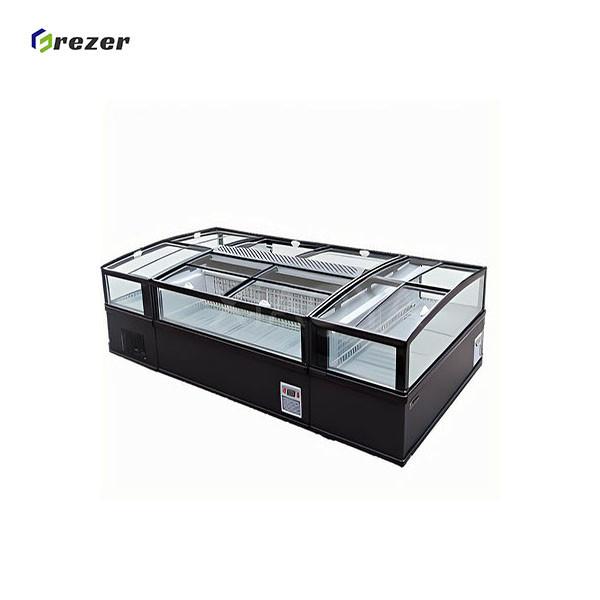Quality Auto Defrost Fish Display Unit Island Display Case Refrigerator Combined for sale