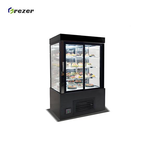 Quality Large Cake Display Freezer Black / White Dessert Display Fridges For Opera Cake for sale