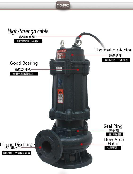 WQ/QW non cloging submersible sewage pump/dirty water pump