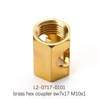 China Brass Hex Pipe Coupling SW7 17mm M10x1 Hexagonal Coupler for Lighting Fixtures for sale