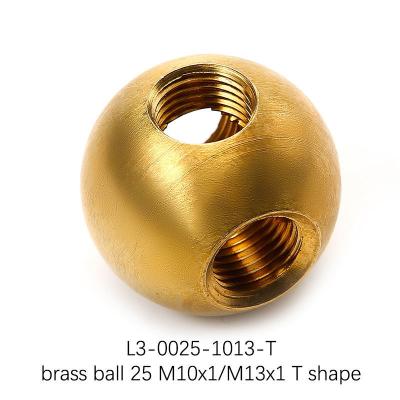 China T Shape Brass Ball Joint Connector 25mm Diameter M10x1 / M13x1 for sale