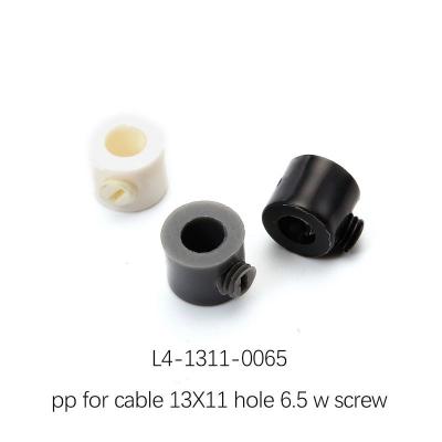 China PP Pendant Cord Connector 13x11mm Cable Grip 6.5mm Center Hole With Locking Screw for sale