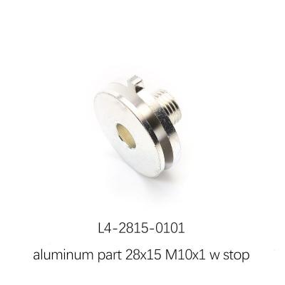 China Precision Aluminum Connector 28x15 mm with M10x1 Thread and Integrated Stop for Lighting Fixtures for sale