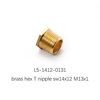 China Hexagonal Brass T Nipple Threaded Sw14x12 M13x1 For Lighting Fixture for sale