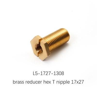 China T Shaped Brass Reducing Hex Nipple 17x27 Female NPT Connection for sale