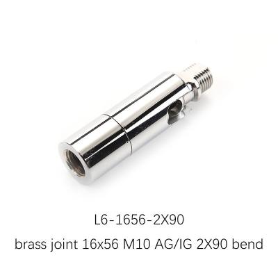 China Electrophated Finish Brass Swivel Joint 16x56 M10 AG/IG 2x90 Bend for sale