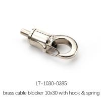 China 10x30mm Brass Cable Blocker with Hook and Spring for Adjustable Lighting Suspension for sale