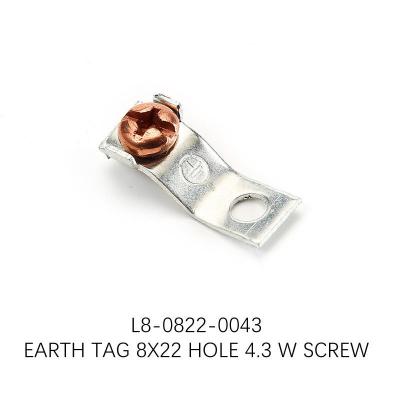 China Copper Electrical Grounding Terminal Earth Tag 8x22 Hole 4.3mm With Screw for sale
