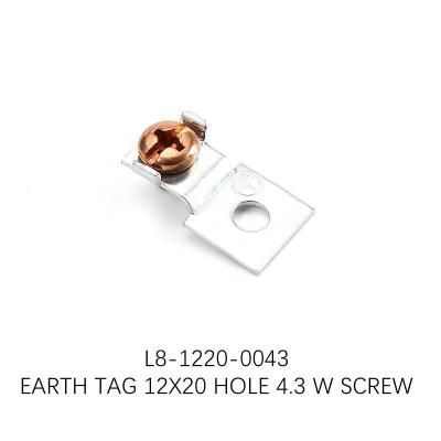 China Raw Brass Earthing Tag Terminal 12x20 Hole 4.3mm Width Screw for sale