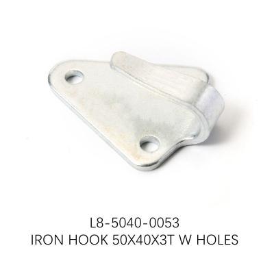 China 50x40 3mm Thickness Solid Iron Hook Pre Drilled Mounting Holes for sale