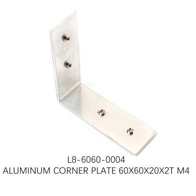 China Aluminum Alloy Metal Corner Plates 60x60x20 2mm Thickness Pre Tapped M4 Holes for sale