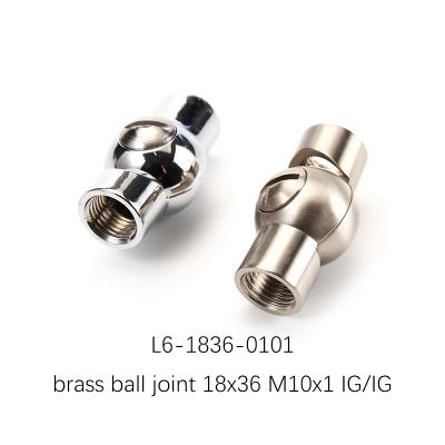 China Precision Brass Ball Joint 18x36 M10x1 Double Internal Thread For Lighting Systems for sale