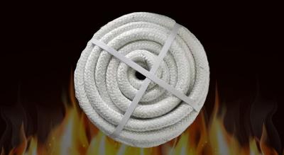 China 1260 Ceramic Fiber Round Rope with glass fiber &  Stainless Steel Wire Mesh Reinforced Ceramci Fiber Rope for sale