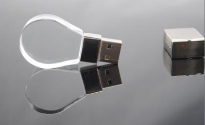 China transparent crystal glass usb flash memory for sale